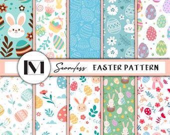 Easter Digital Papers, Spring Digital Papers, Doodle Rabbits and ...