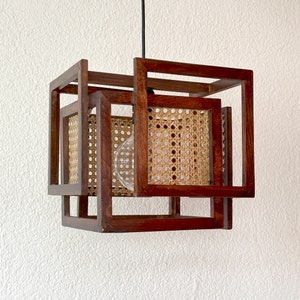 Walnut Ceiling Light Fixture Art Deco Lamp Wood Pendant Lighting ...
