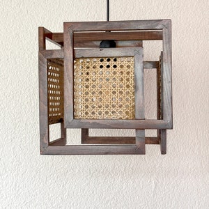 Walnut Ceiling Light Fixture Art Deco Lamp Wood Pendant Lighting ...