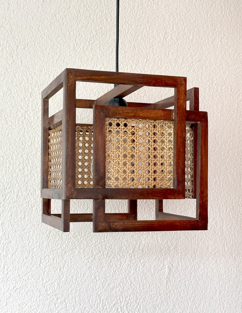 Walnut Ceiling Light Fixture Art Deco Lamp Wood Pendant - Etsy