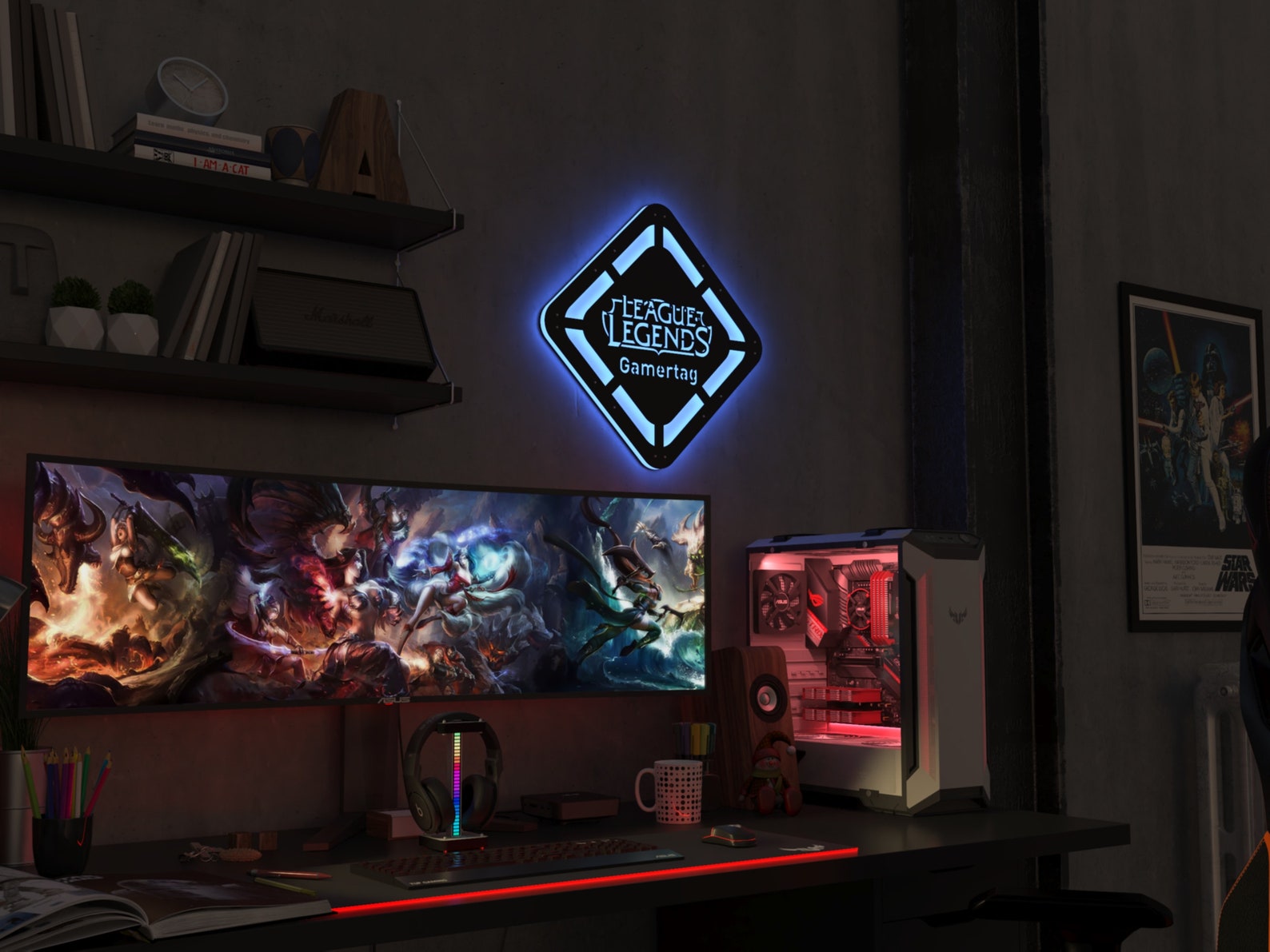 League of Legends Game Room Sign Lighted Wall Art-playroom Wall Decor ...