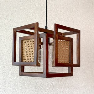 Walnut Ceiling Light Fixture Art Deco Lamp Wood Pendant Lighting ...