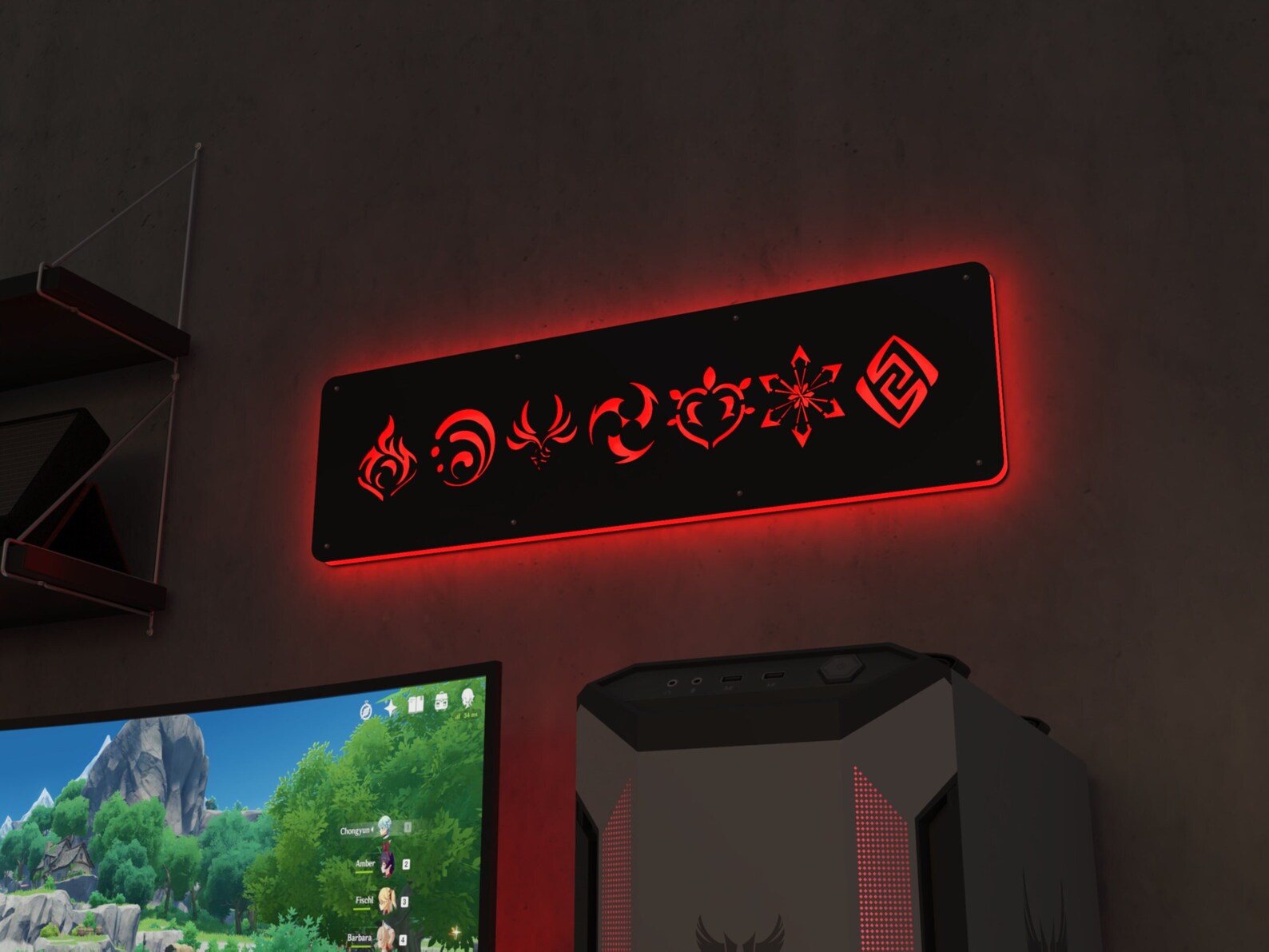 Genshin Impact Game Room Sign Lighted Wall Art-playroom Wall Decor-led ...