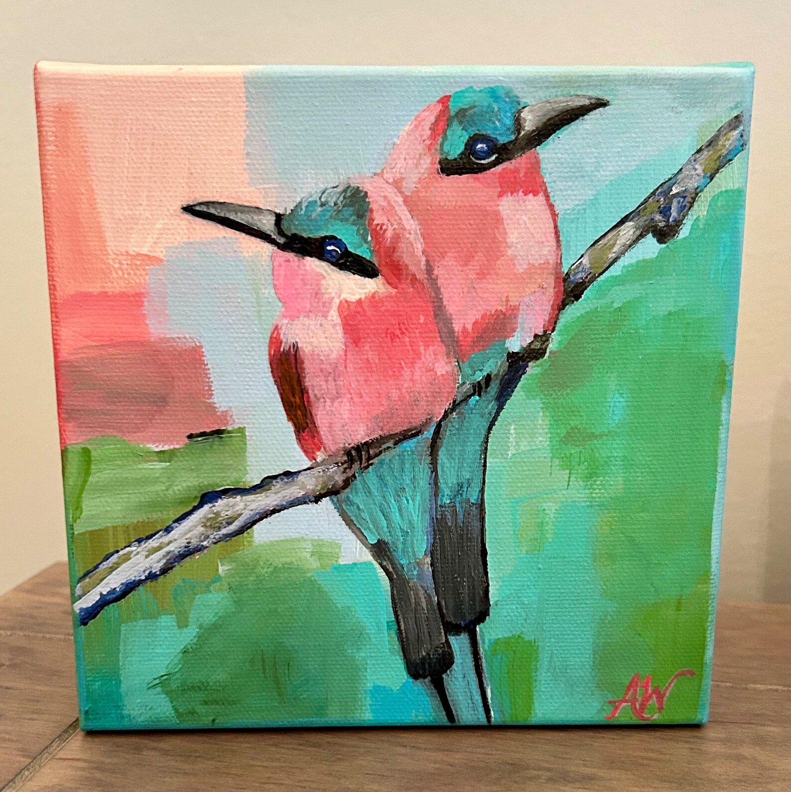 Southern Carmine Bee Eater Painting| Original in Acrylic 6x6| Bird ...