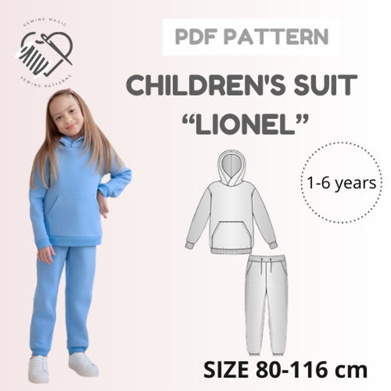 Girl's and Boy's Suit PDF Printable Pattern / Kids' Pants and Hoodie ...