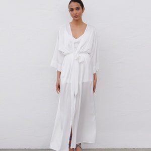 Bridal Robe With Wide Sleeves Bride Robe Long White Robe Satin Silk ...