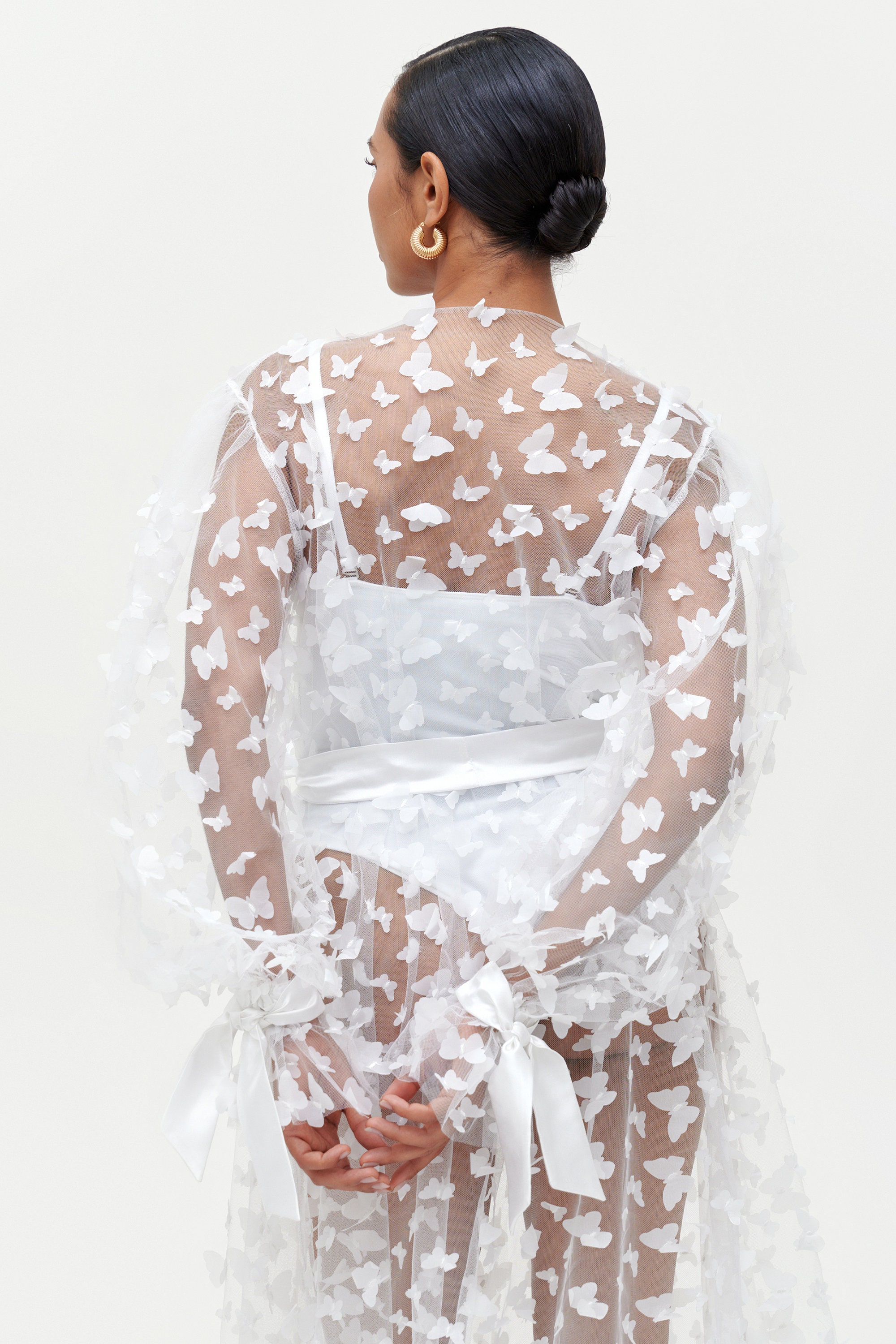 White Bridal Robe With Butterflies Boudoir Robe Dressing - Etsy