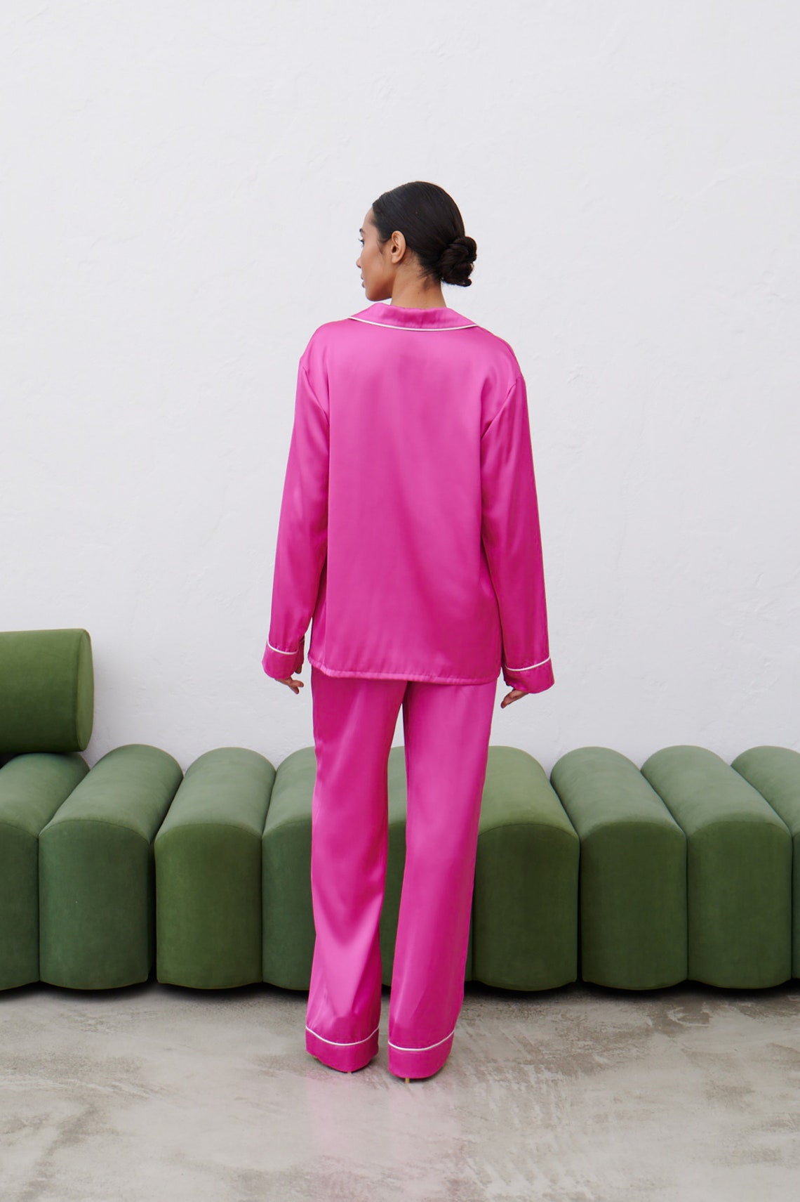 Women's Luxury Pink Satin Pajamas Soft Bestselling Silk - Etsy