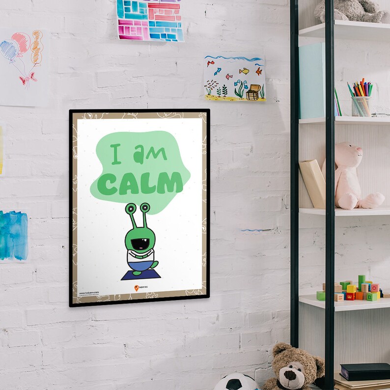 I Am Calm Affirmations Wall Art Girls Room Decor Kids Positive ...