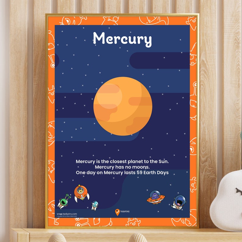 Mercury Planet Poster Space Printable Mercury Wall Art Poster Planet ...