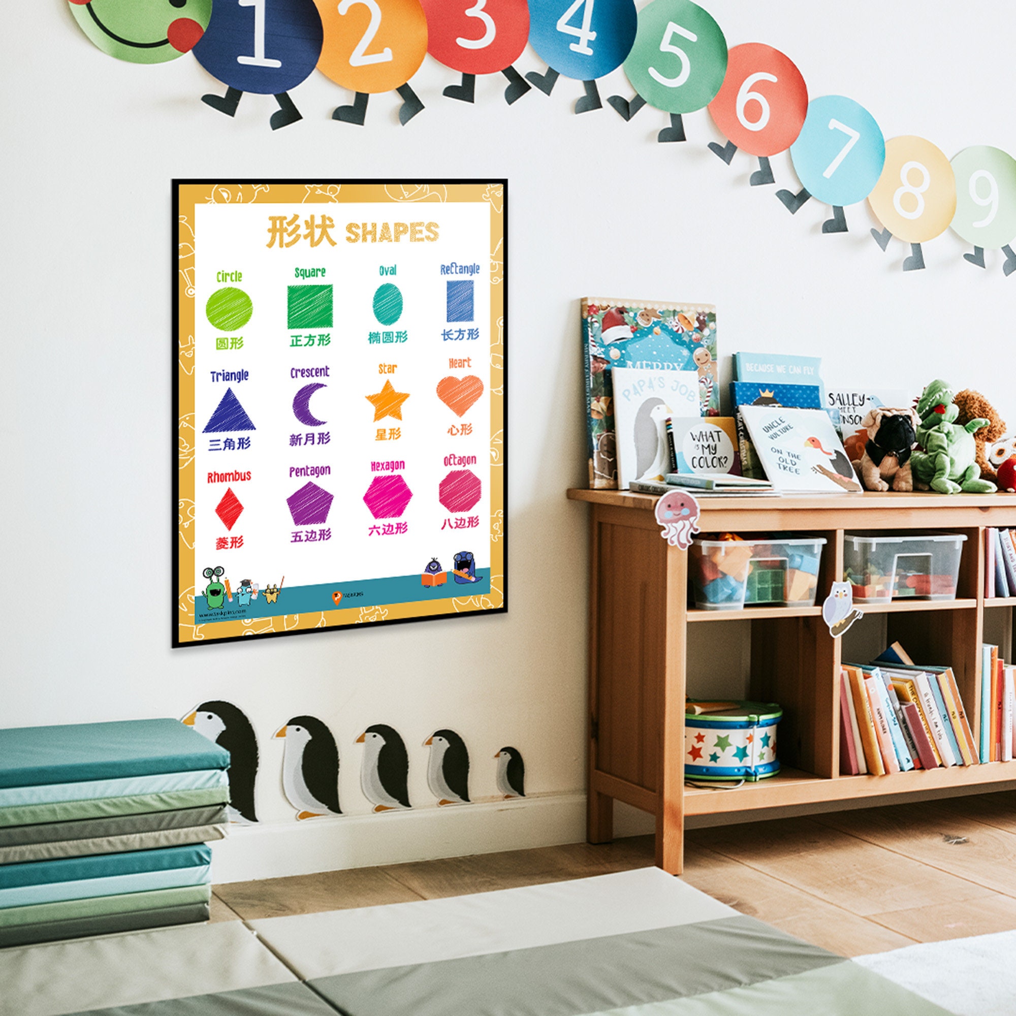 Shapes Simplified Chinese Poster Kids Learn Shapes Print Classroom ...