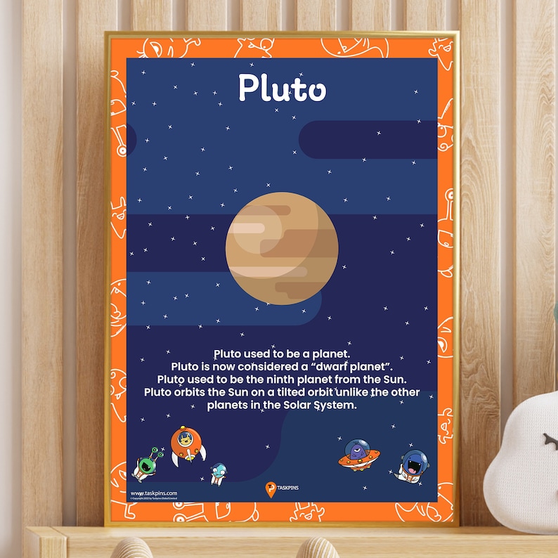 Planet Pluto Poster Space Printable Pluto Wall Art Poster Pluto Kids ...