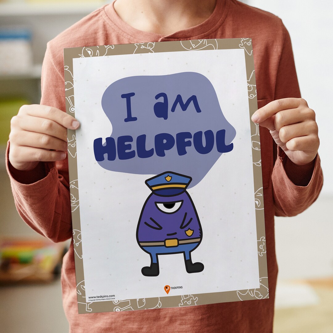 I Am Helpful Affirmations Wall Art Kids Room Decor Positive ...