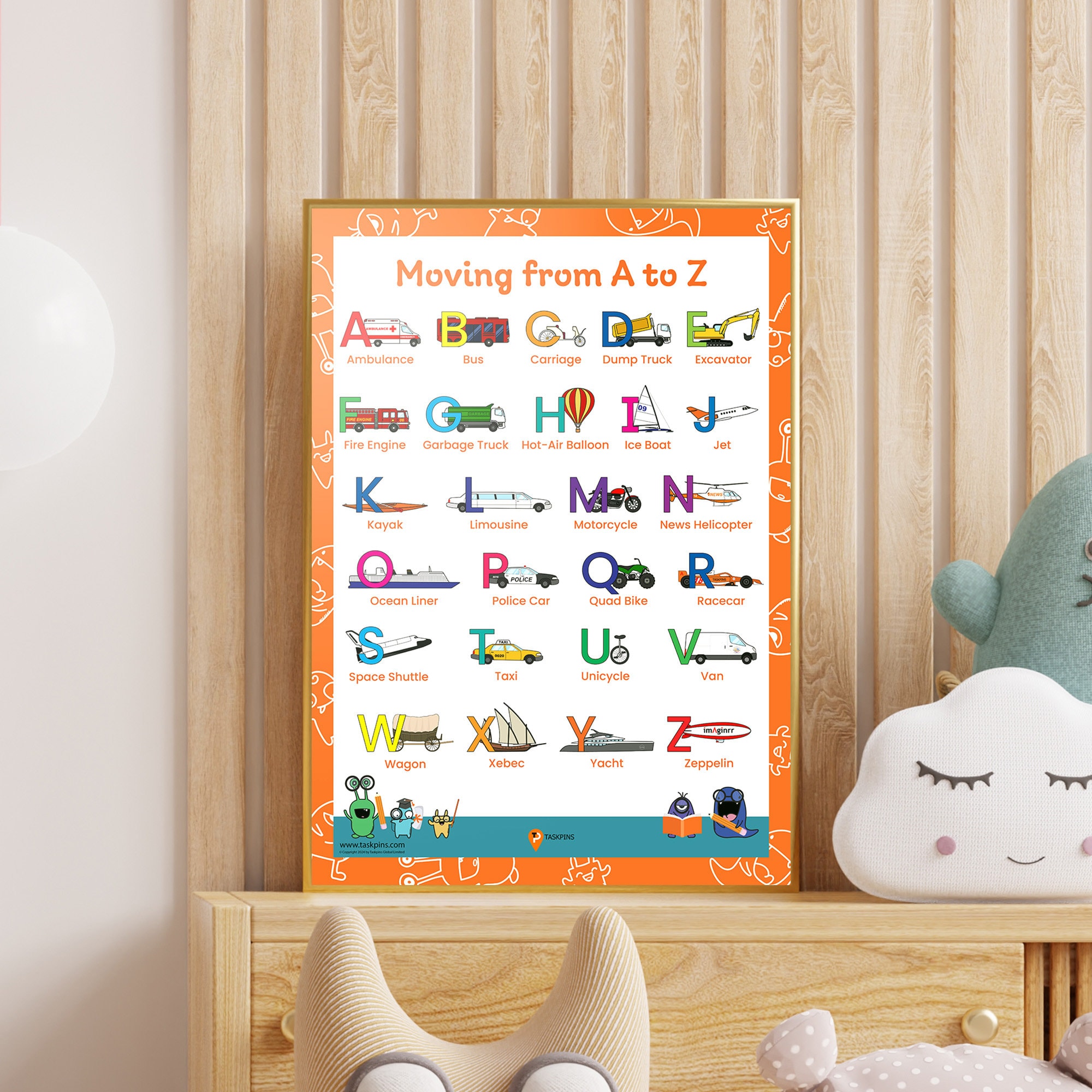 Transport Theme ABC Poster Alphabet Early Reading Printable Toddlers ...