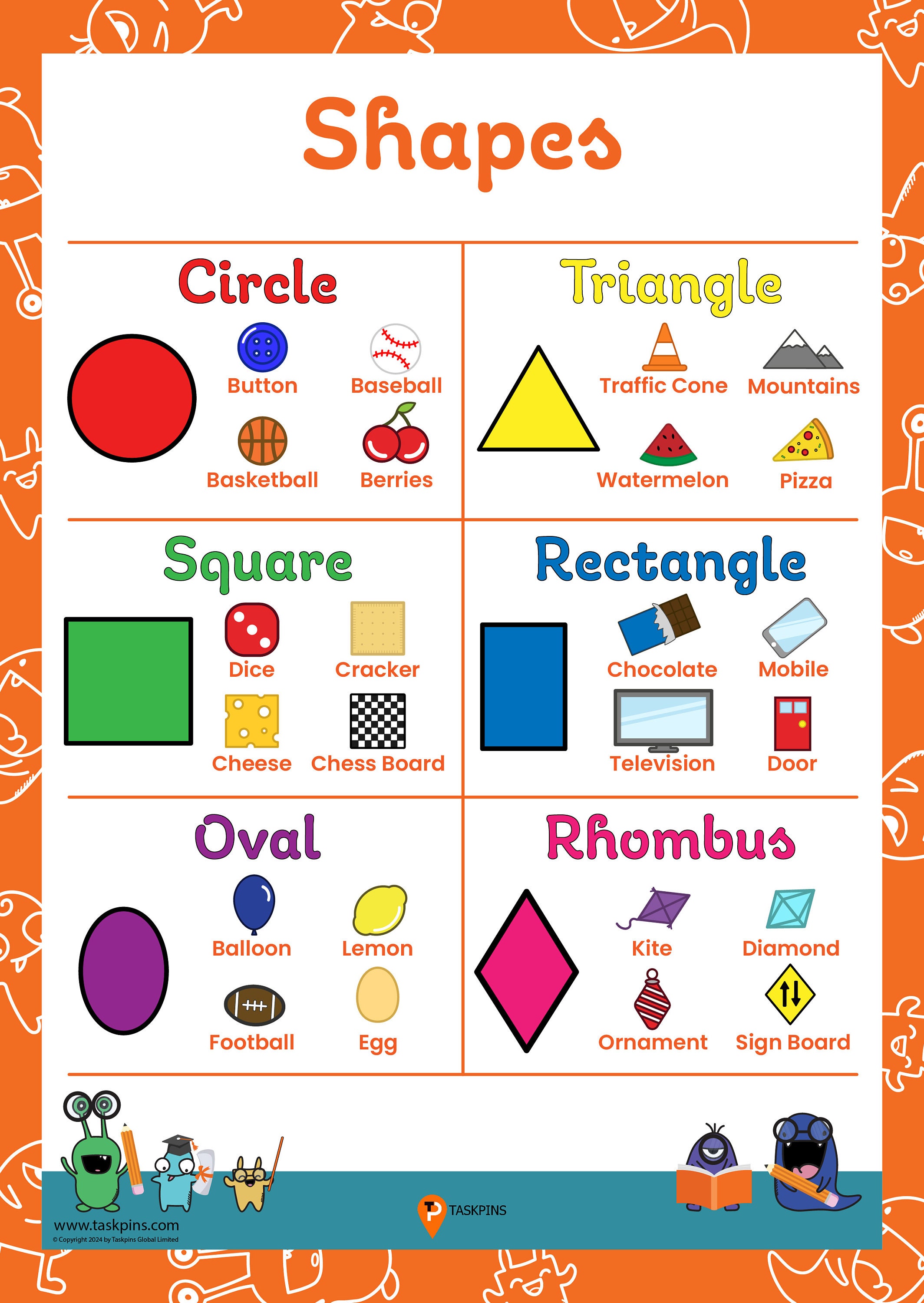 Shapes Poster Kids Learn Shapes Print Classroom Decor Shapes Printable ...