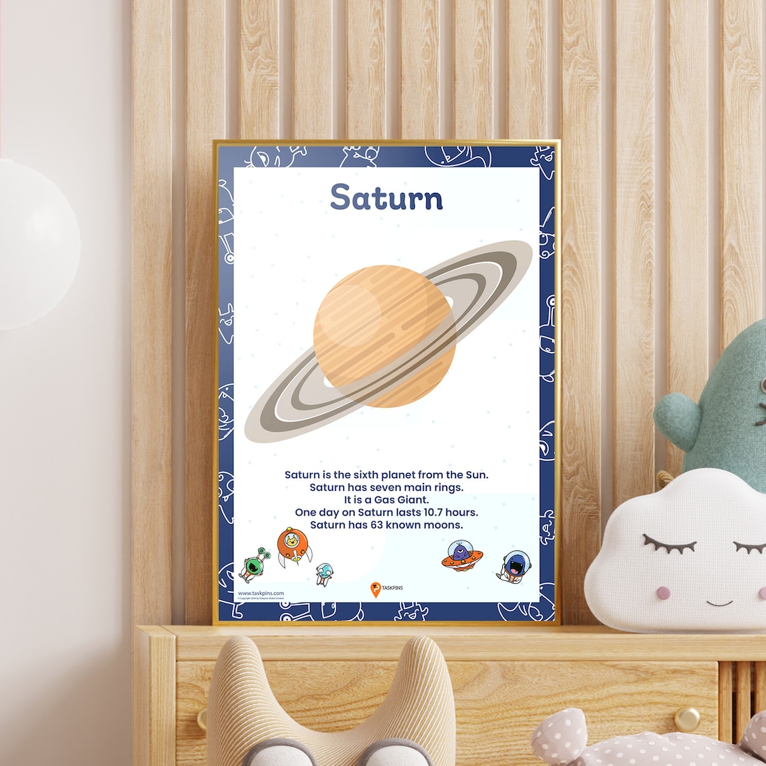 Planet Saturn Poster Space Printable Saturn Wall Art Poster Saturn Kids ...