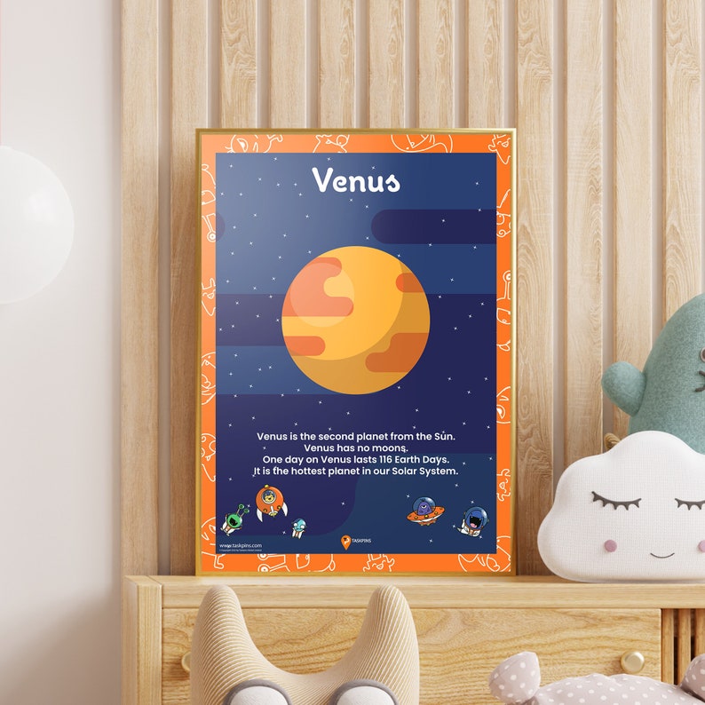 Venus Poster Space Printable Venus Wall Art Poster Venus Kids Bedroom ...