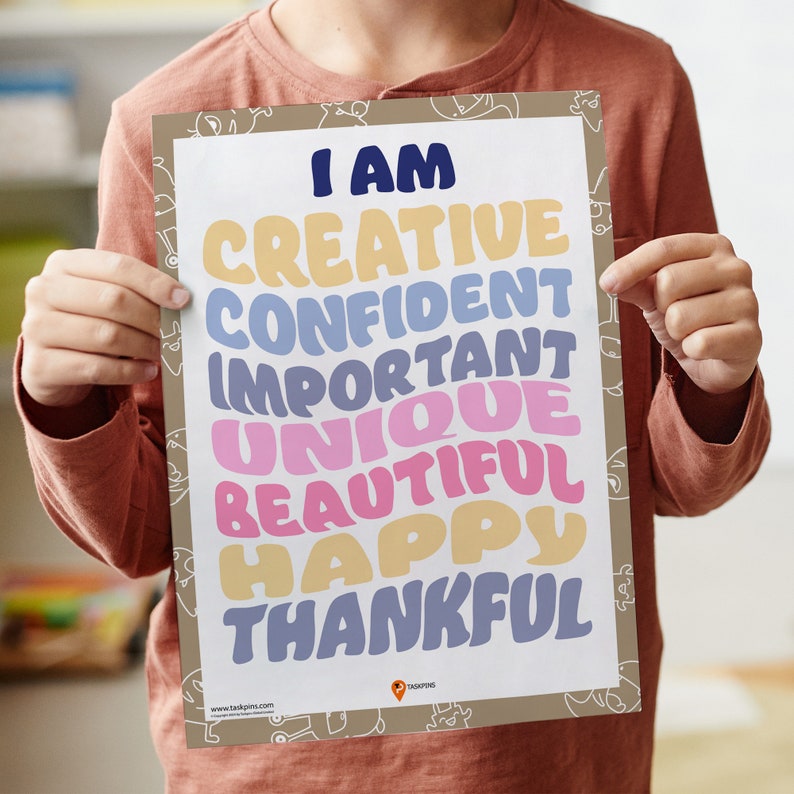 Affirmations Wall Art Girls Room Decor Kids Positive Affirmations Kids ...