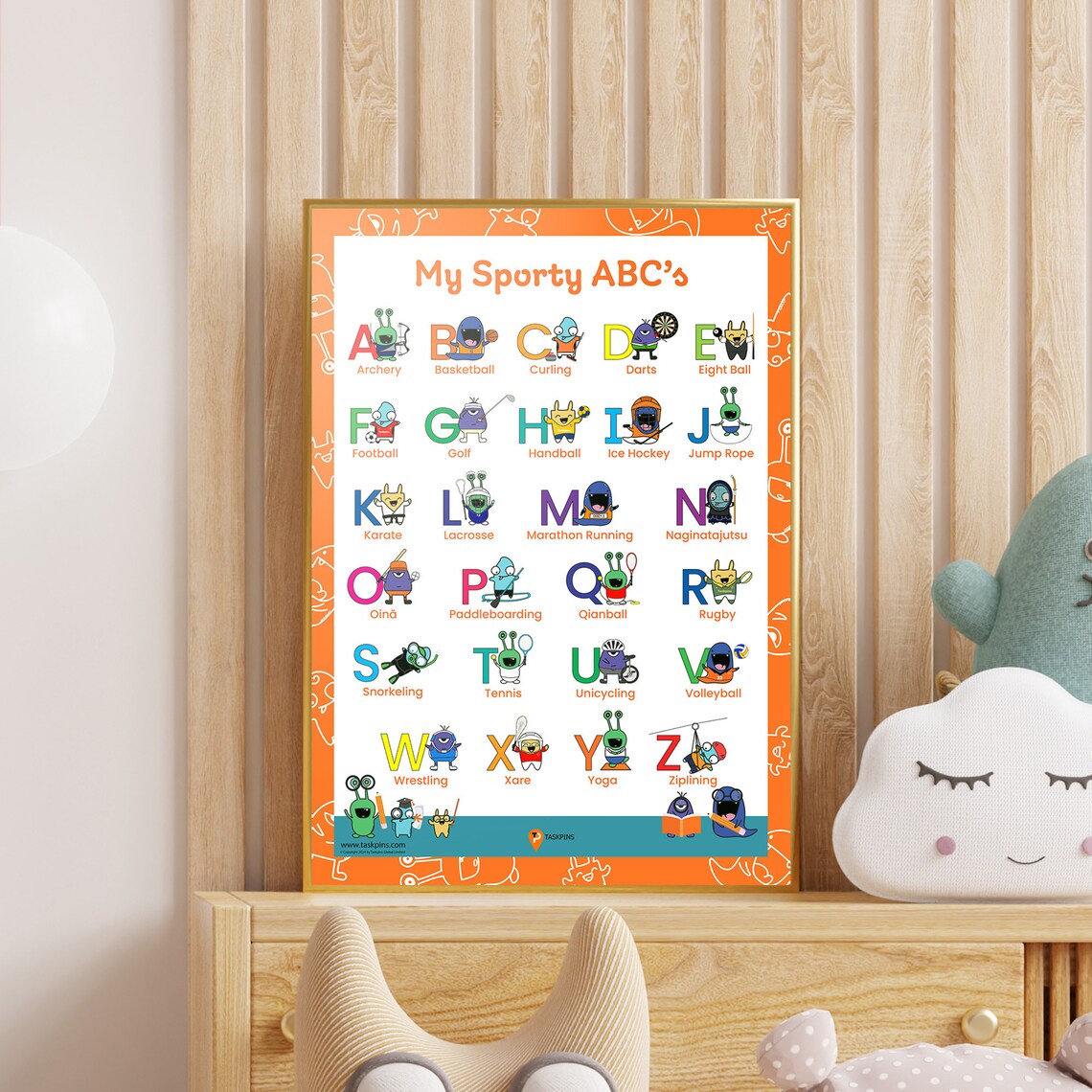 ABC Poster Alphabet Early Reading Printable Toddlers Room Idea Sports ...