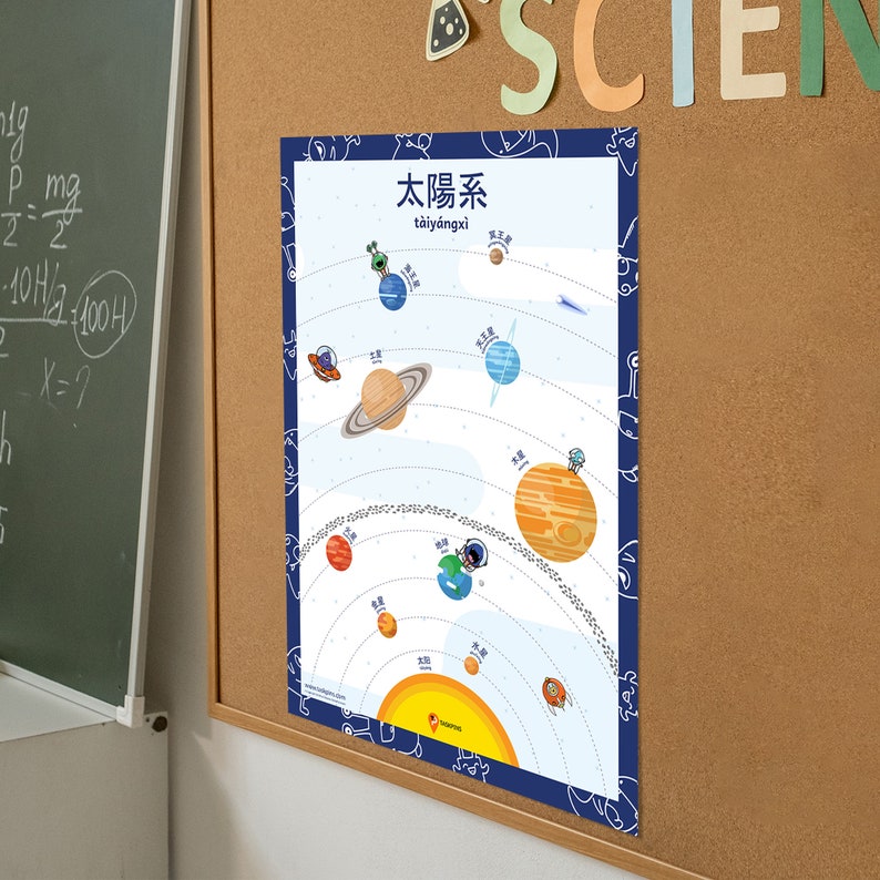 Solar System Poster Traditional Chinese 太陽系 行星 Planets Poster Space ...