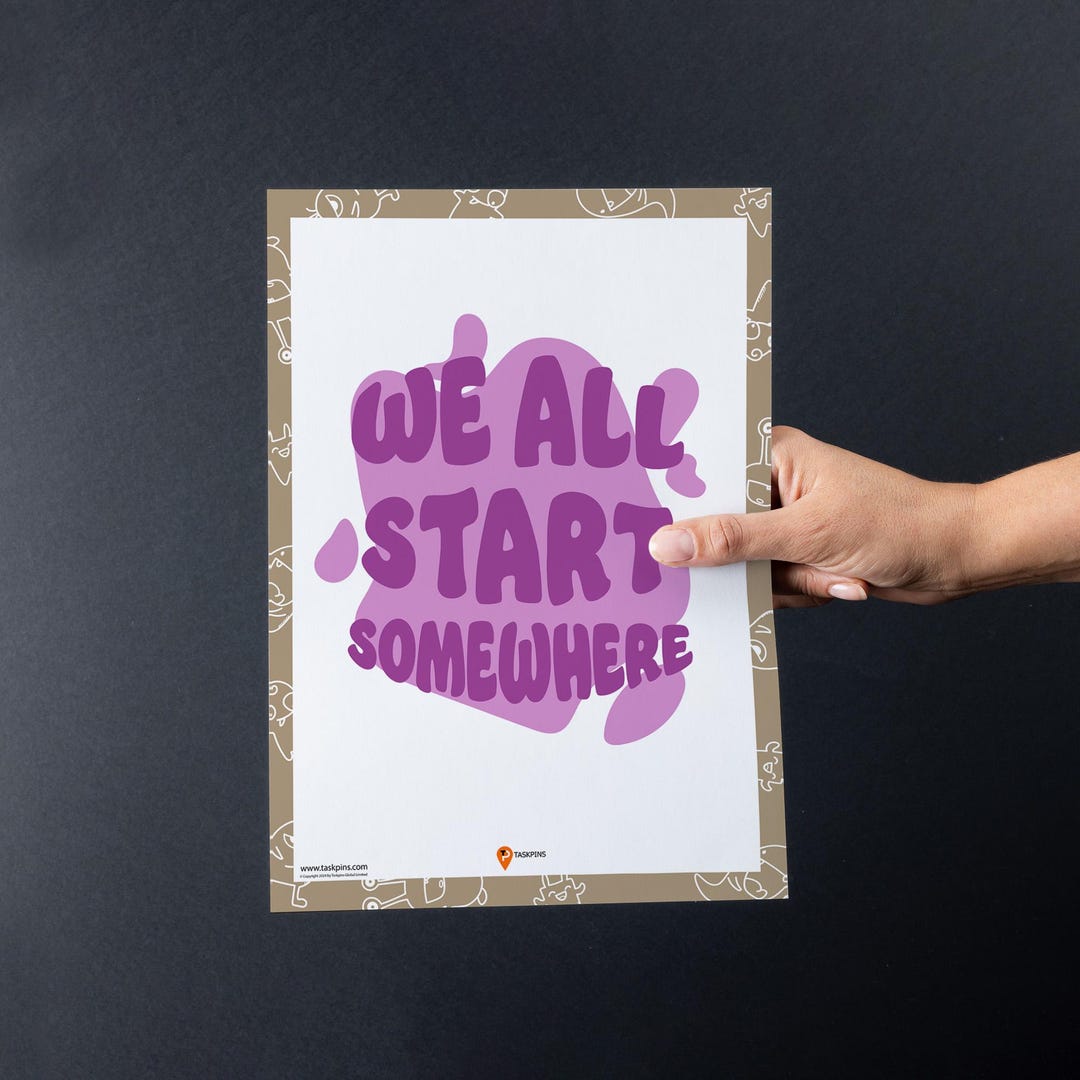 We All Start Somewhere Affirmations Wall Art Kids Room Decor Positive ...