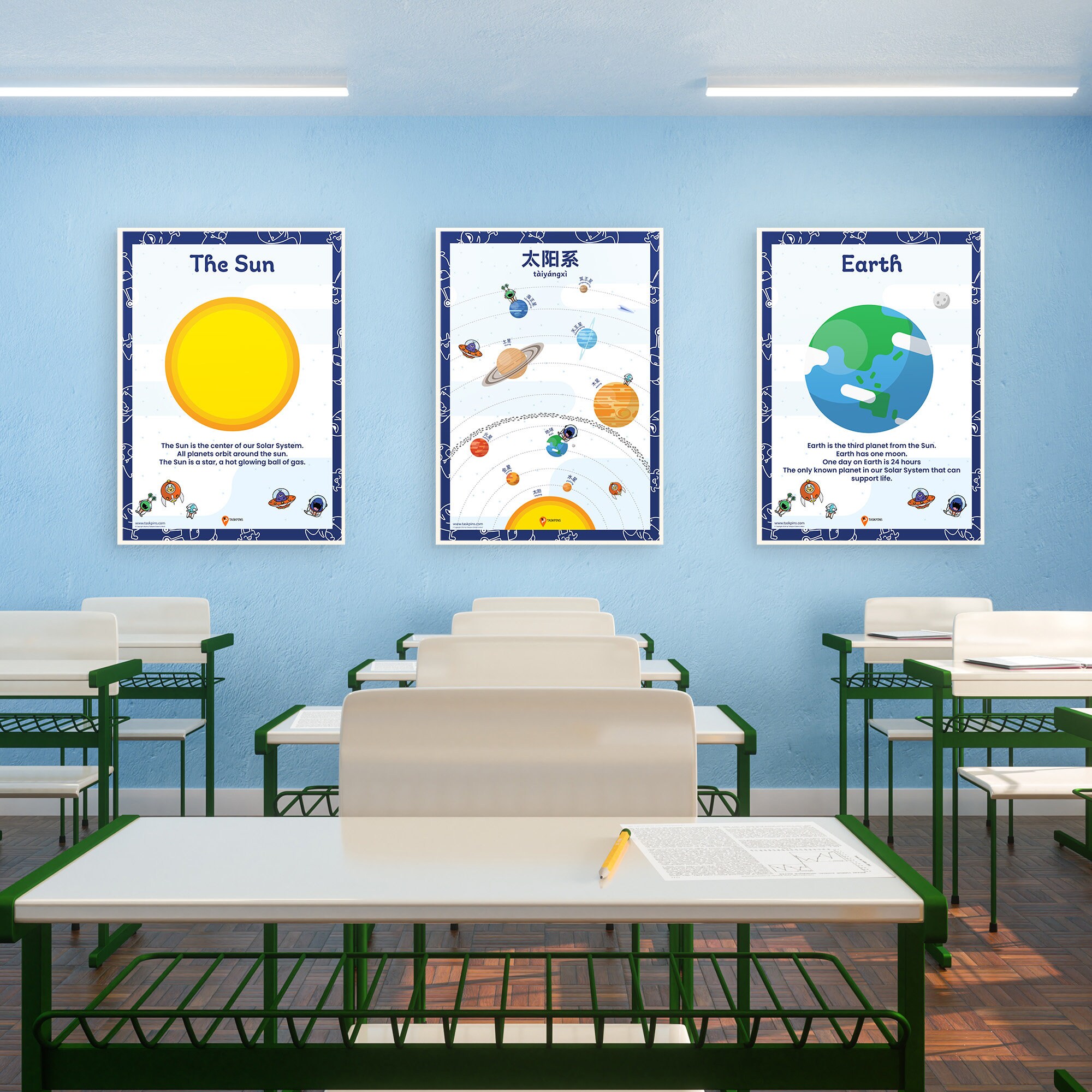 Solar System Poster Simplified Chinese Planets Poster Space Printable ...