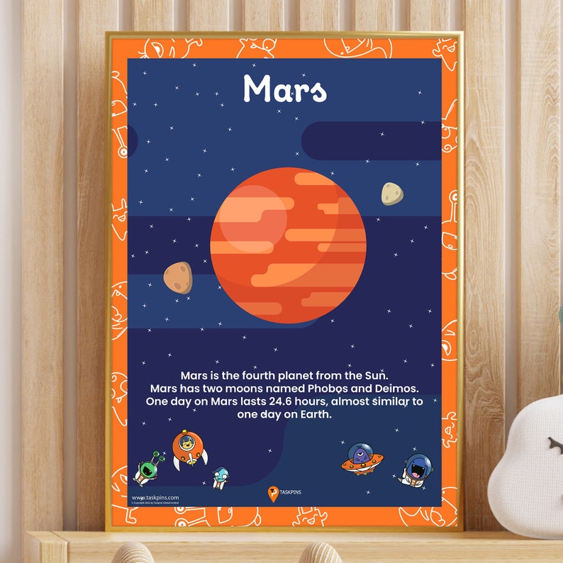 Planet Mars Poster Space Printable Mars Wall Art Poster Mars Kids ...