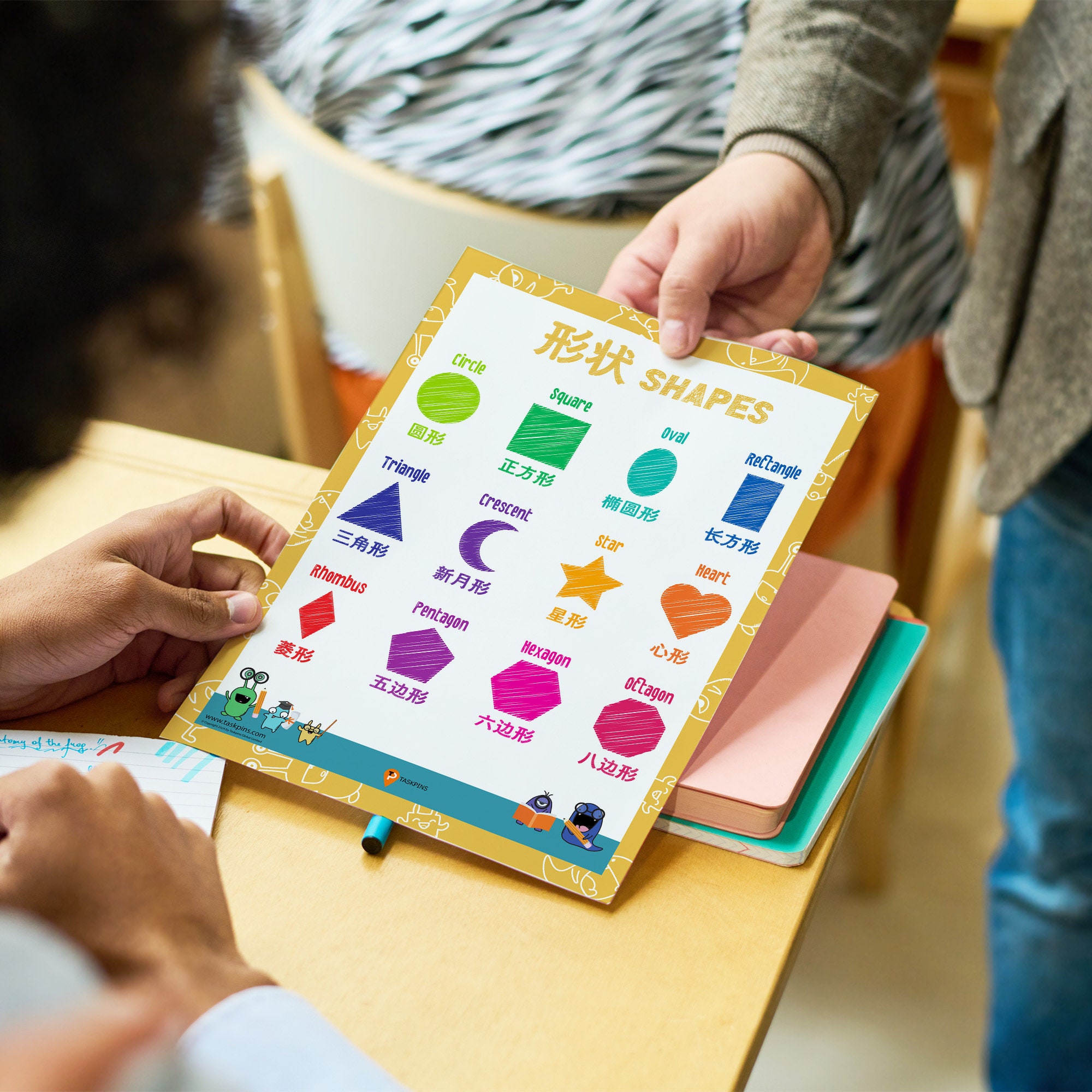 Shapes Simplified Chinese Poster Kids Learn Shapes Print Classroom ...