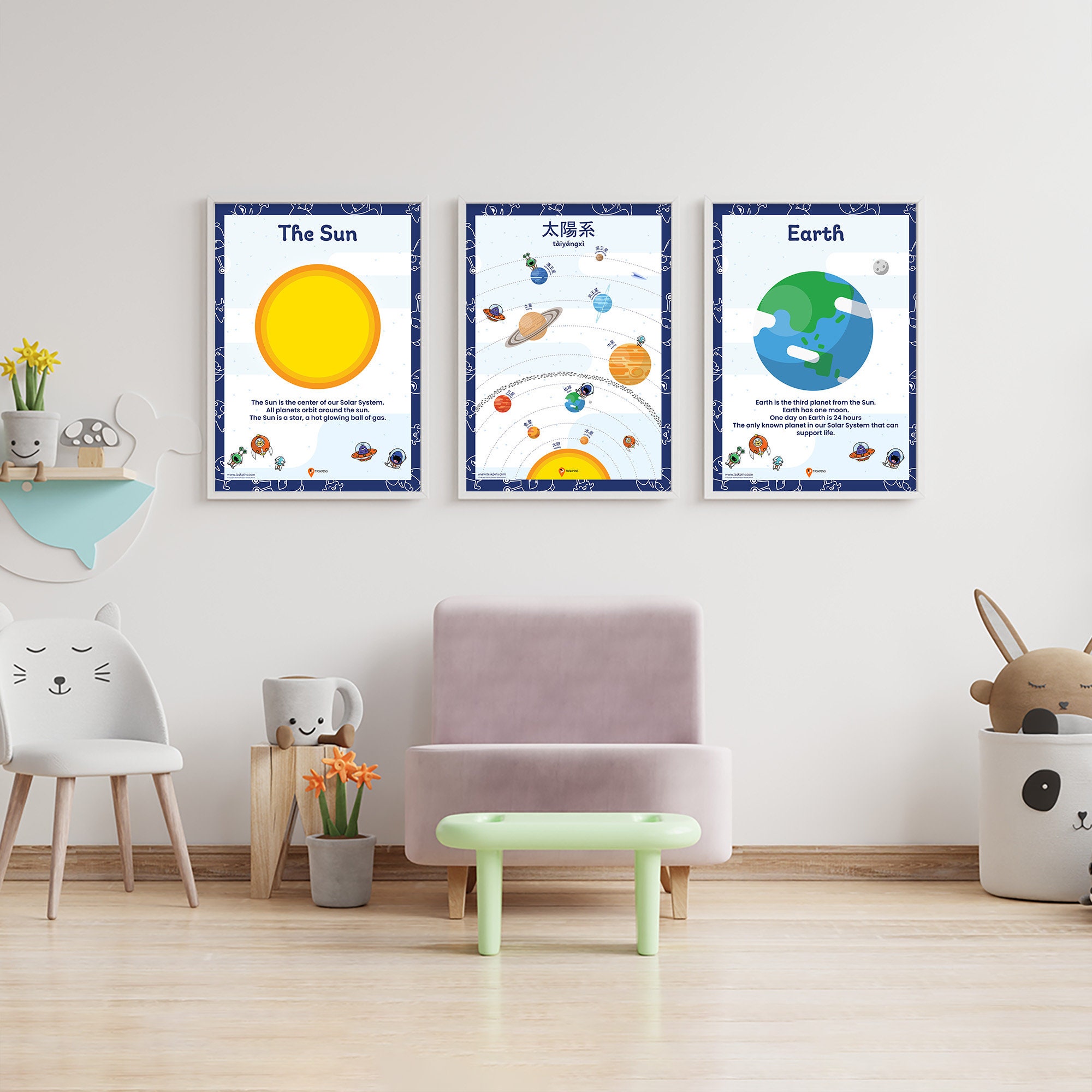 Solar System Poster Traditional Chinese 太陽系 行星 Planets Poster Space ...