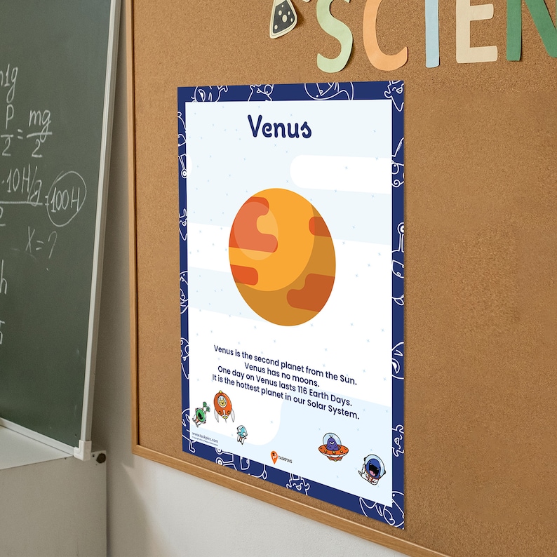 Venus Poster Space Printable Venus Wall Art Poster Venus Kids Bedroom ...