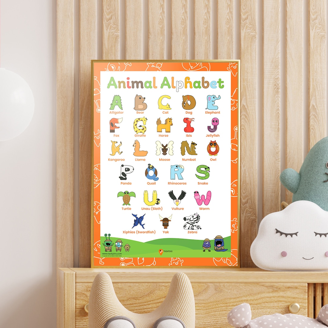 ABC Poster Alphabet Wall Art Printable Toddlers ABC Decor Animal Prints ...