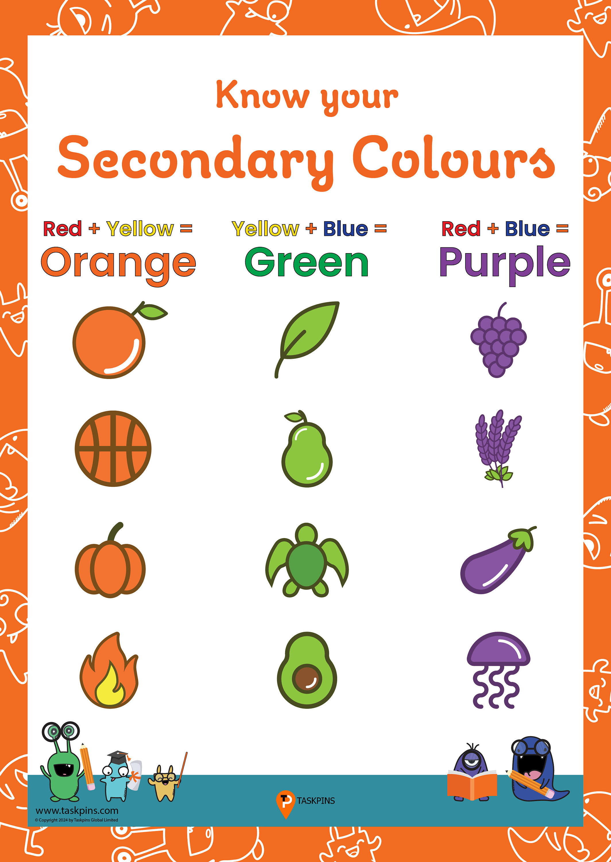 Secondary Colours Poster Kids Color Print Classroom Decor Colours ...