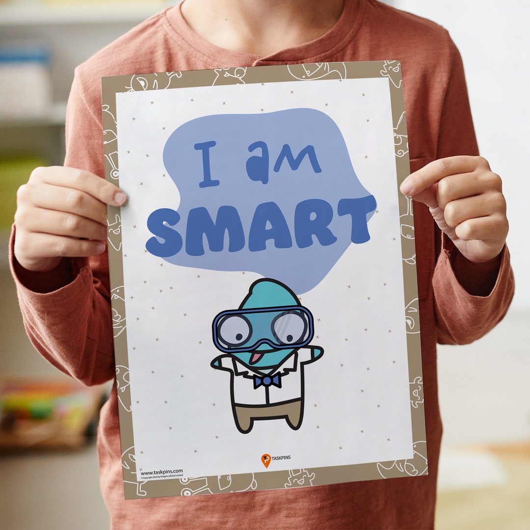 I Am Smart Affirmations Wall Art Boys Room Decor Kids Positive ...