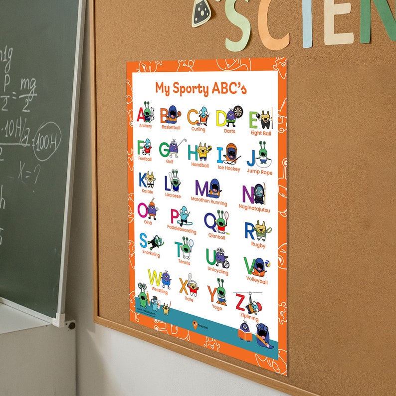 ABC Poster Alphabet Early Reading Printable Toddlers Room Idea Sports ...