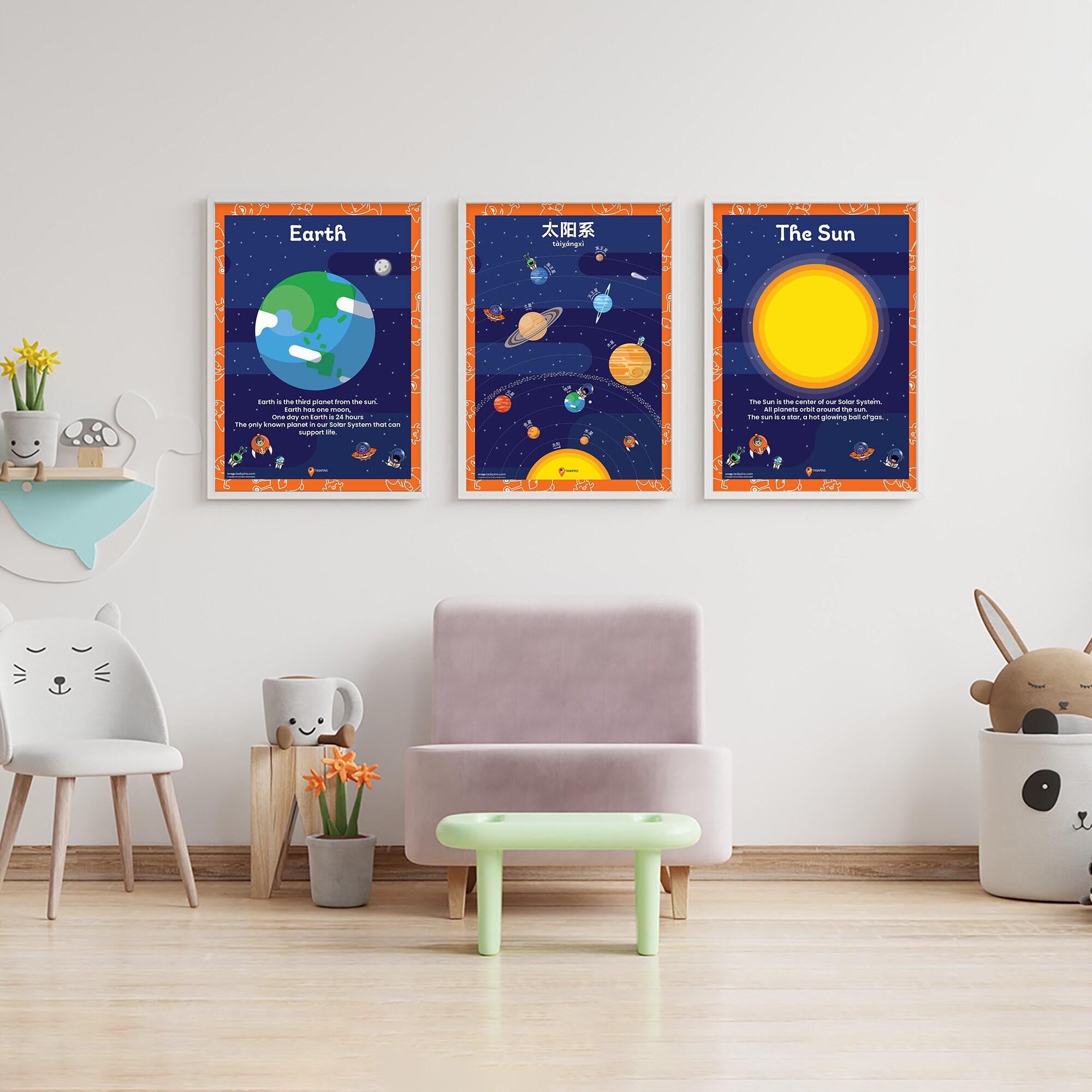 Solar System Poster Simplified Chinese 太阳系 行星 Planets Poster Space ...