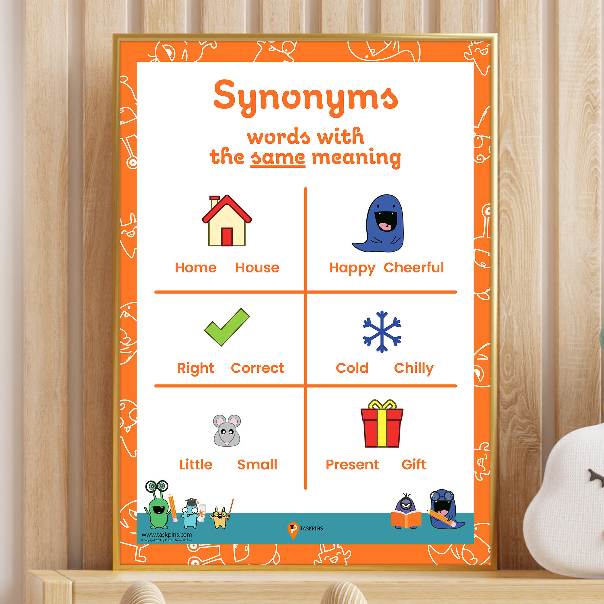 Learn English Poster Kids Synonyms Print Classroom Decor English ...