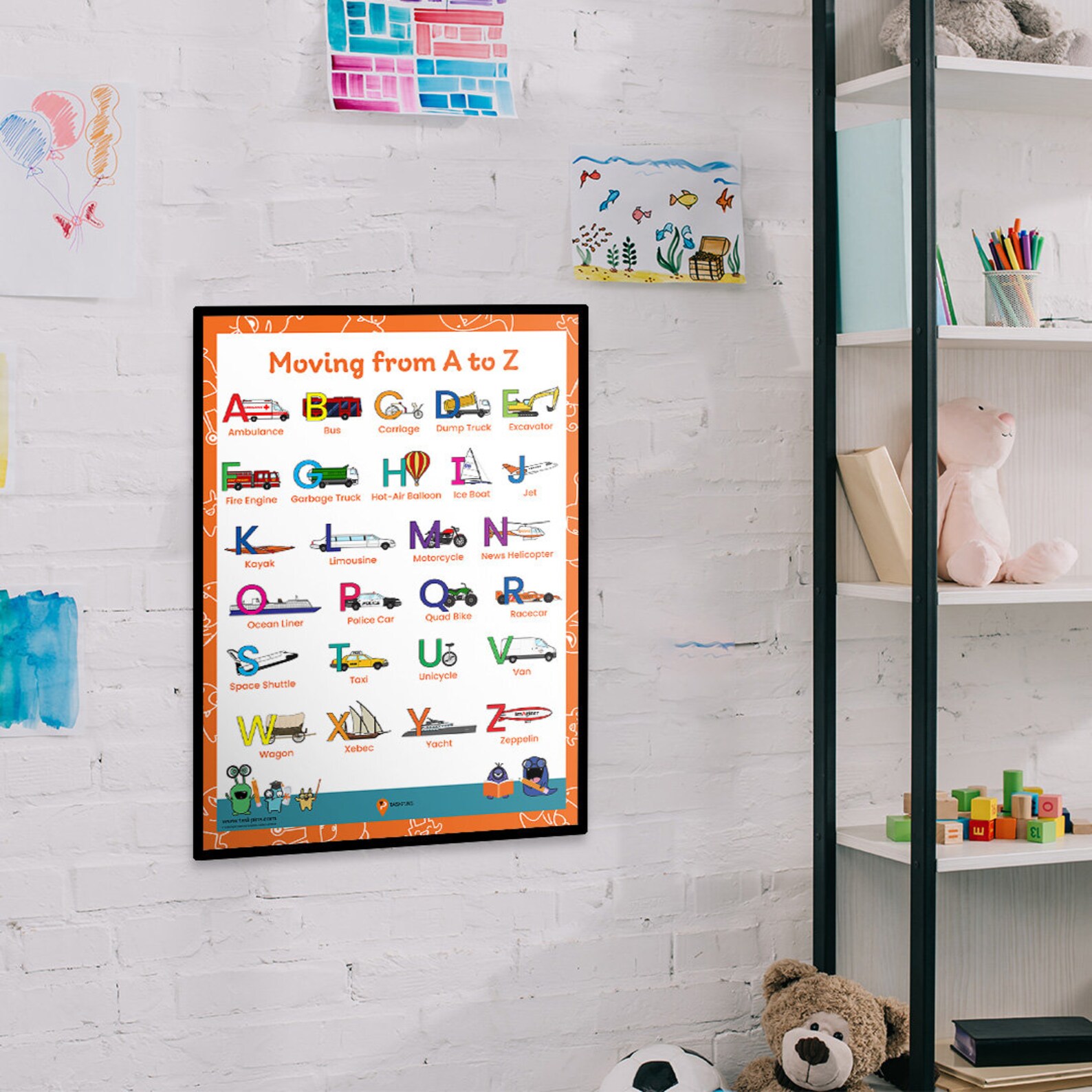 Transport Theme ABC Poster Alphabet Early Reading Printable Toddlers ...