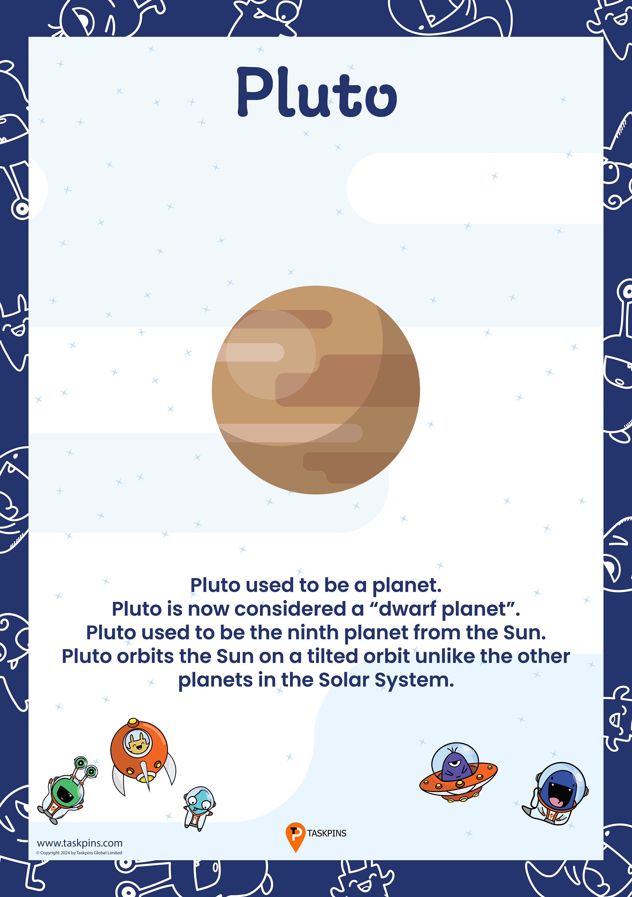 Planet Pluto Poster Space Printable Pluto Wall Art Poster Pluto Kids ...
