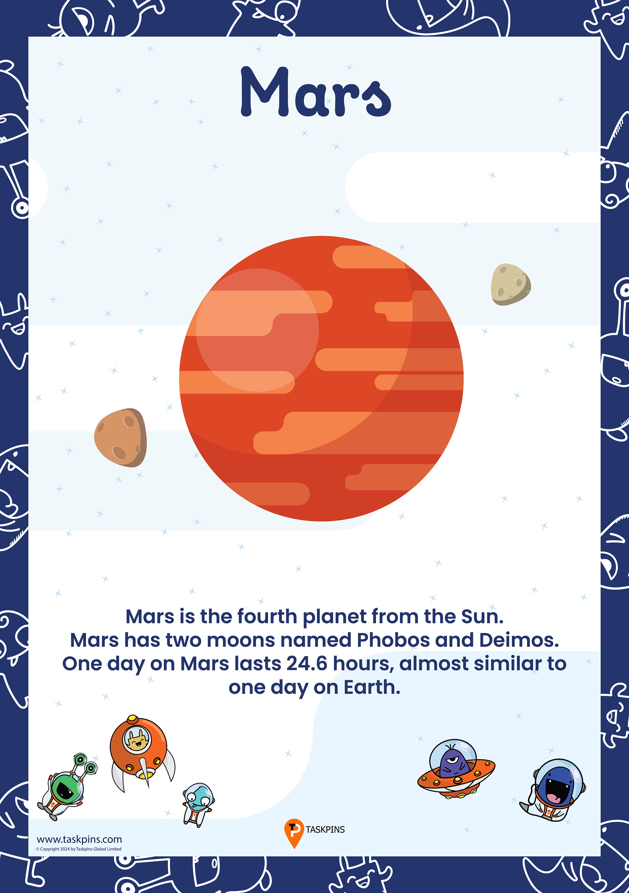 Planet Mars Poster Space Printable Mars Wall Art Poster Mars Kids ...