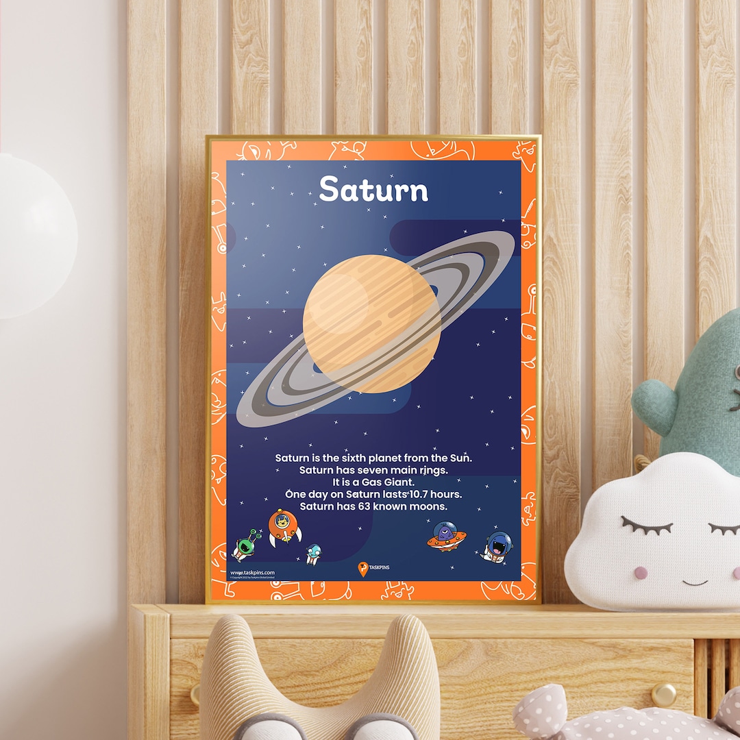 Planet Saturn Poster Space Printable Saturn Wall Art Poster Saturn Kids ...