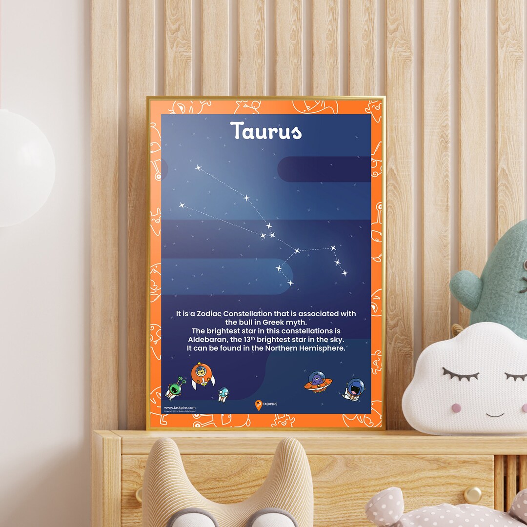 Taurus Printable Space March Birthday Gift Constellation April Birthday ...