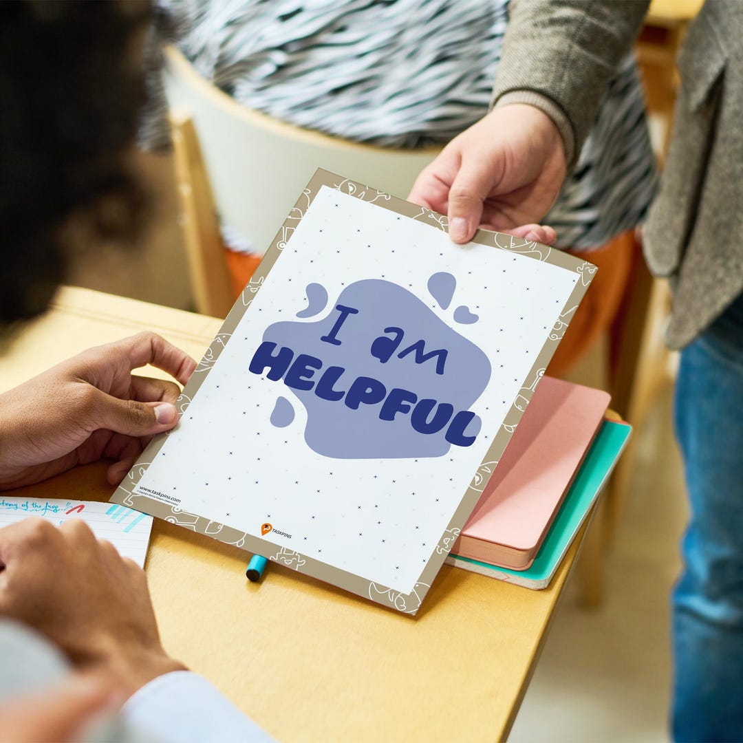 I Am Helpful Affirmations Wall Art Kids Room Decor Positive ...