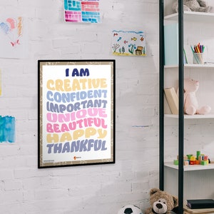 Affirmations Wall Art Girls Room Decor Kids Positive Affirmations Kids ...