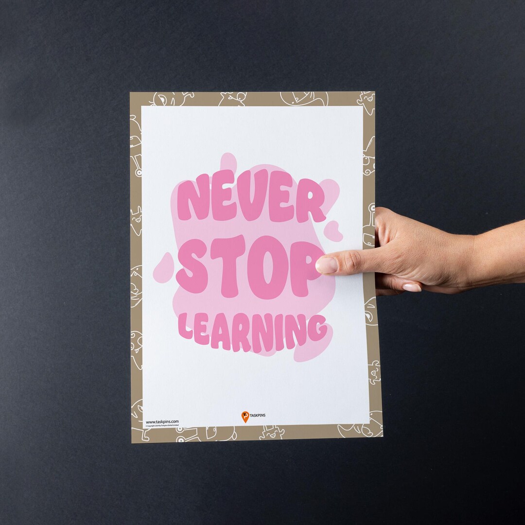 Never Stop Learning Affirmations Wall Art Kids Room Decor Positive ...