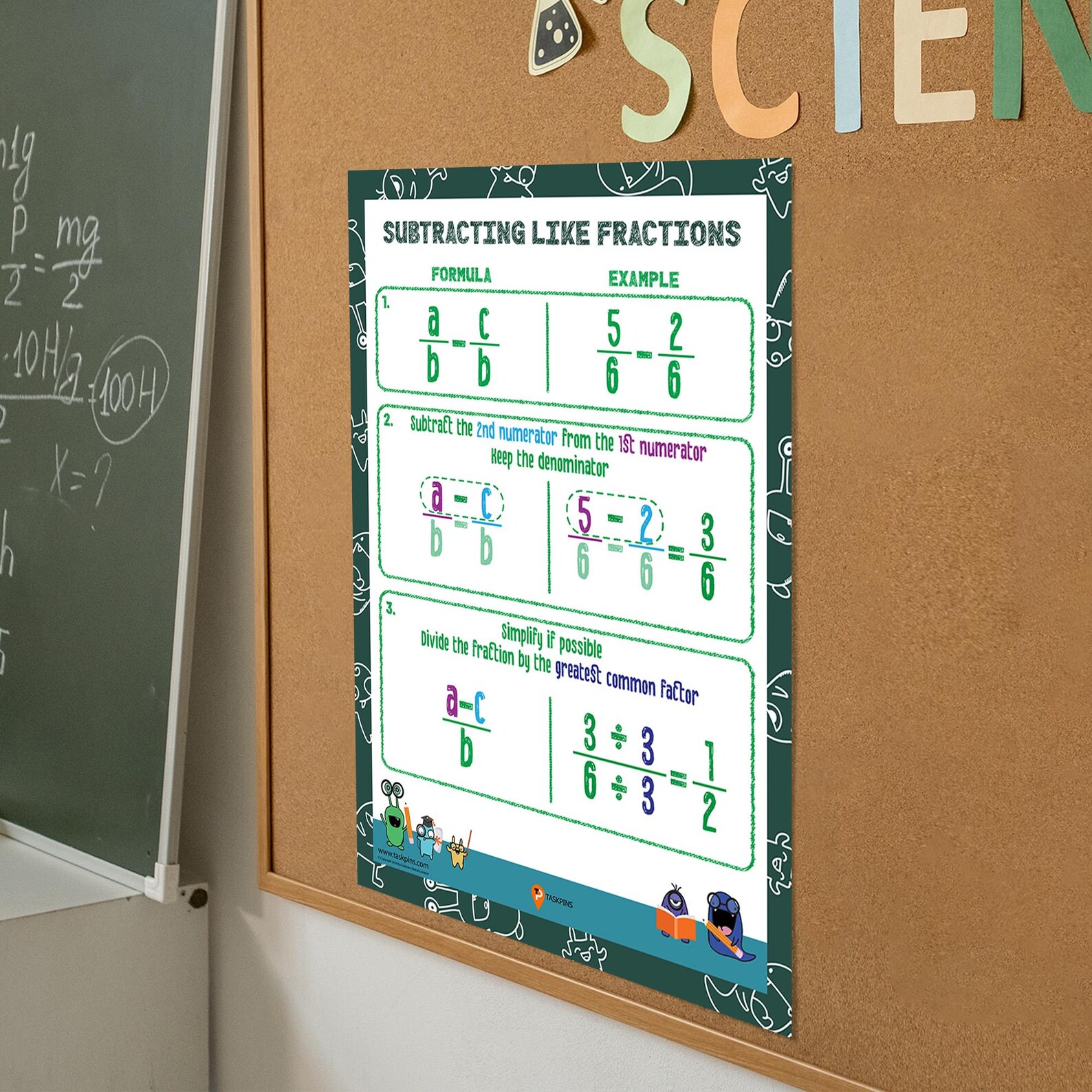 Subtracting Like Fractions Basic Math Subtracting Fractions Classroom ...
