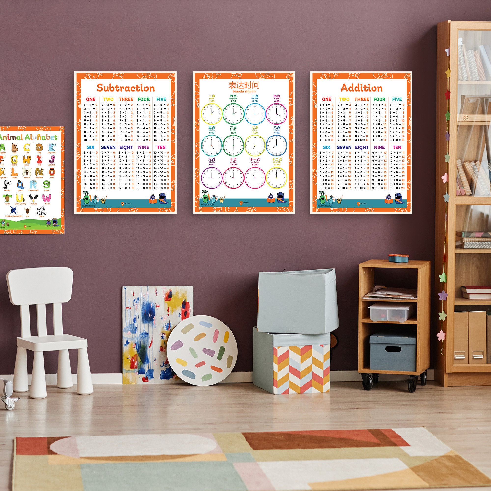 Telling Time Poster Simplified Chinese Kids Clocks Print Classroom ...