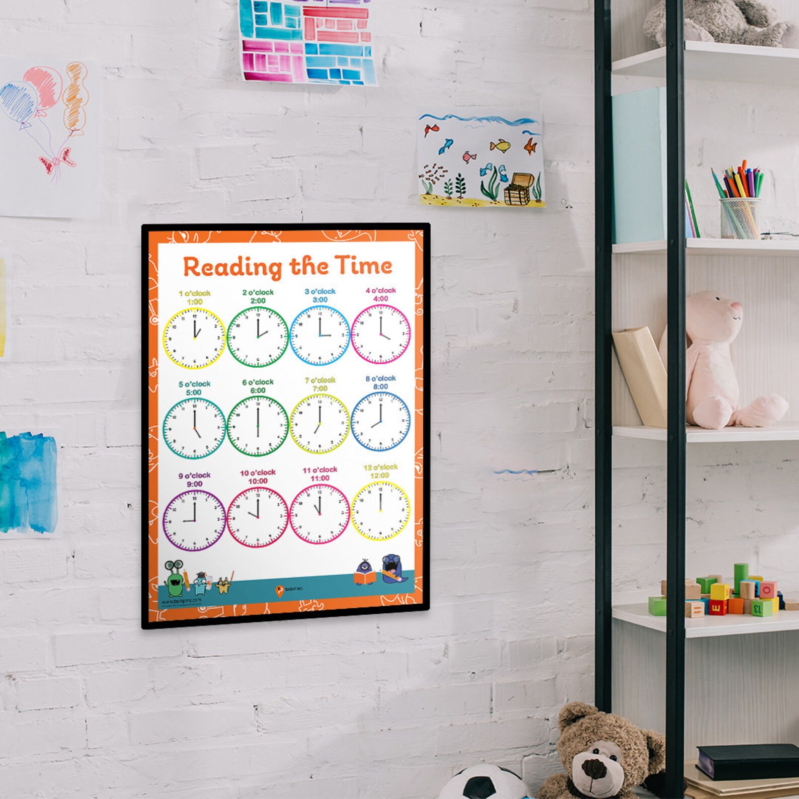 Telling Time Poster Kids Clocks Print Classroom Decor Reading Clocks ...
