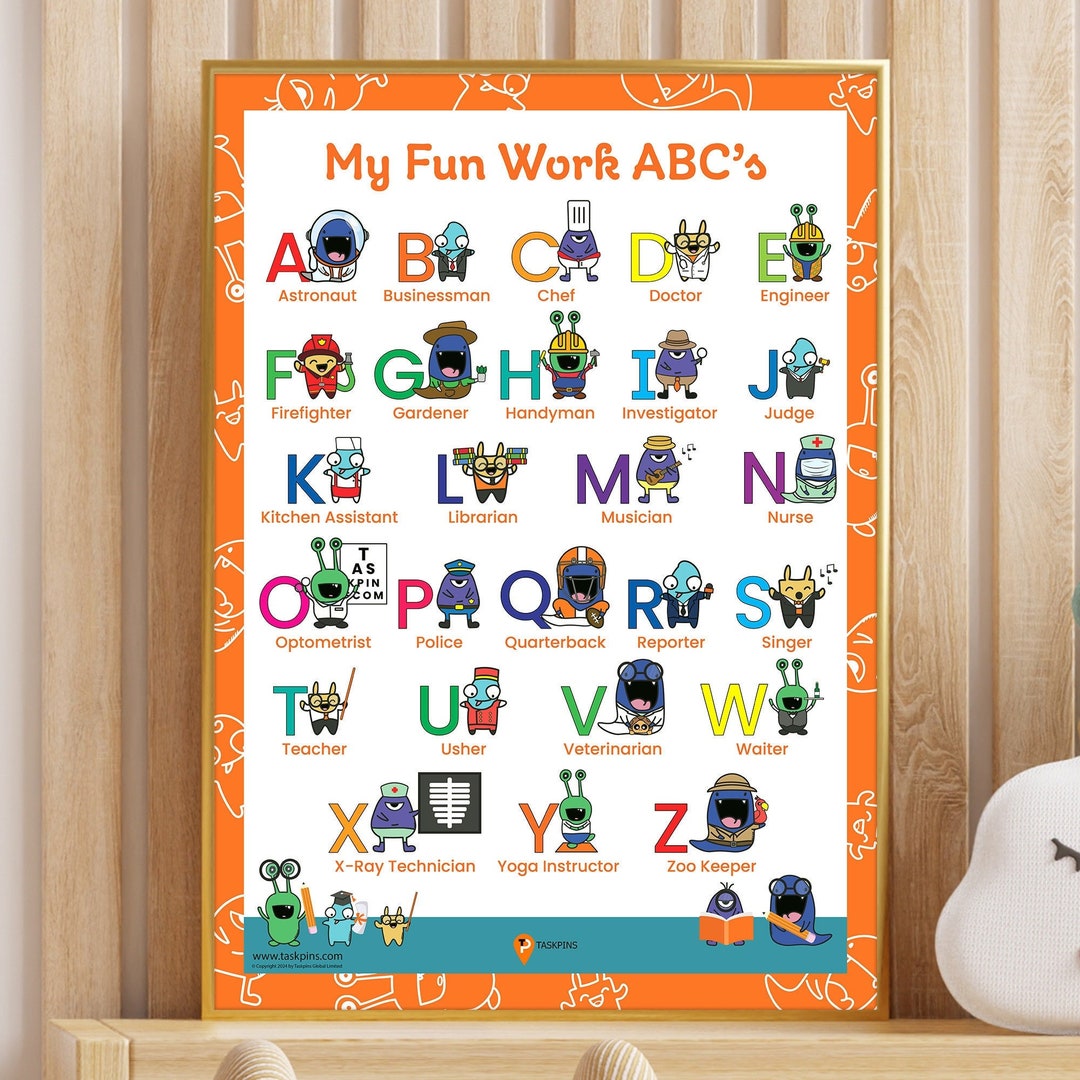 ABC Poster Alphabet Wall Art Printable Toddlers ABC Print Abc Job ...