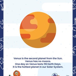 Venus Poster Space Printable Venus Wall Art Poster Venus Kids Bedroom ...