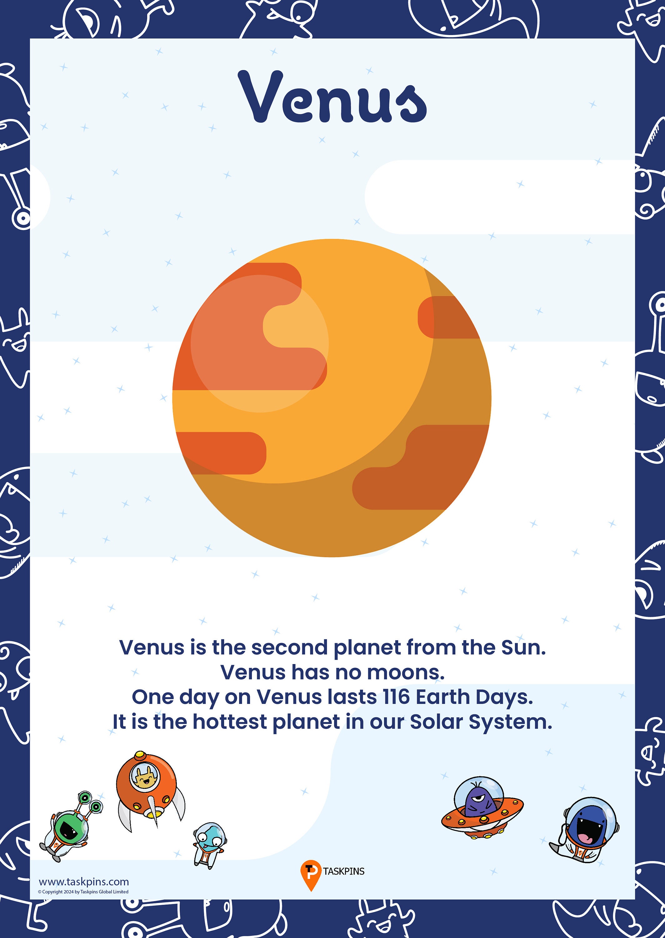 Venus Poster Space Printable Venus Wall Art Poster Venus Kids Bedroom ...